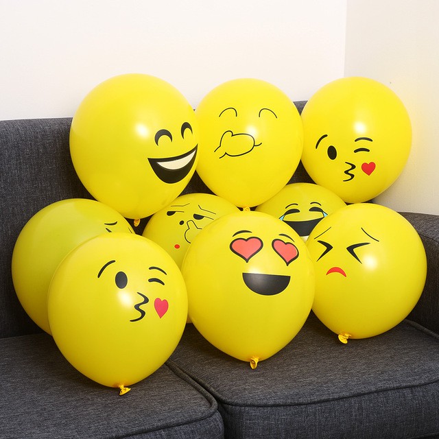 Jual BALON LATEX MOTIF EMOTICON/BALON GAMBAR SMILE/EMOJI WARNA KUNING ...