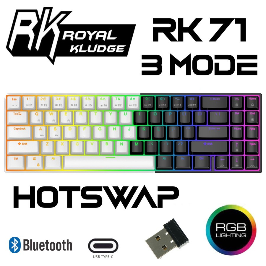 Jual Royal Kludge RK71 RGB White - Wireless Hotswap Mechanical Keyboard ...