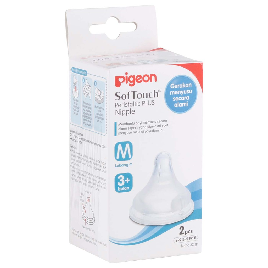 Jual Pigeon Nipple Wide Neck M / softTouch Teat Dot WideNeck peristaltic Peristaltik plus botol ...