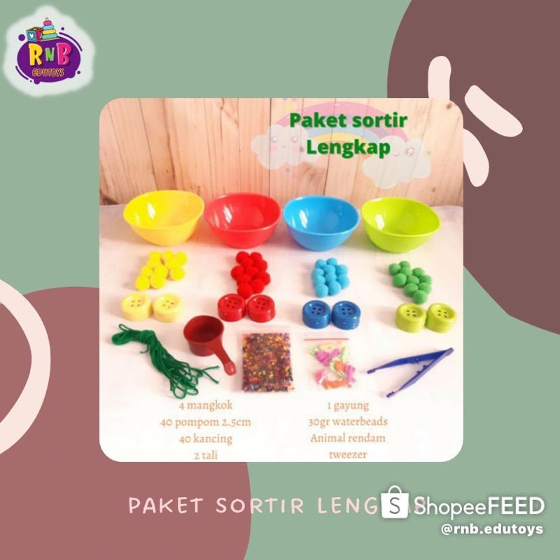 Jual Rnb.edutoys - PAKET SORTIR LENGKAP (MANGKOK 4 WARNA) | Shopee ...