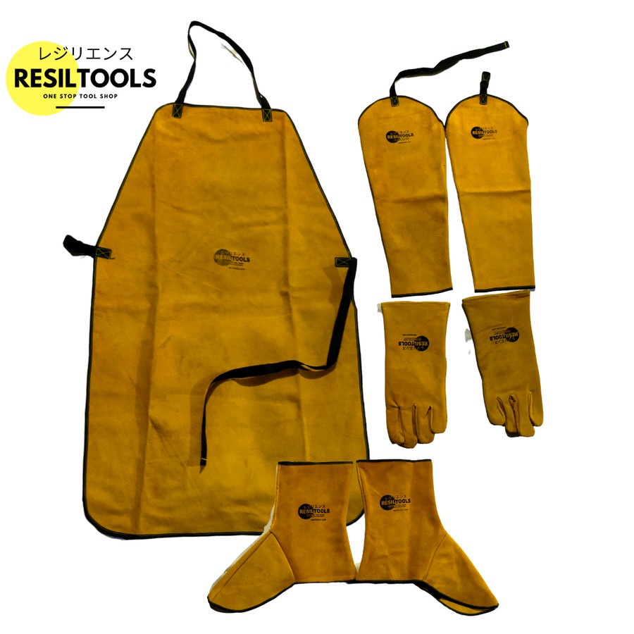 Jual SET Apron Las Kulit Sarung Tangan Pelindung Bahu Lengan Kaki ...