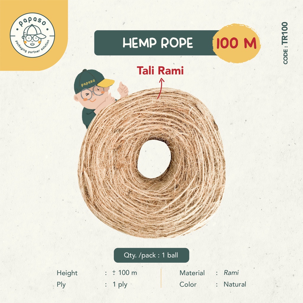 Jual Tali Goni 100m/ Tali Rami 100m/ Hemp Rope / Tali Vintage / Tali ...