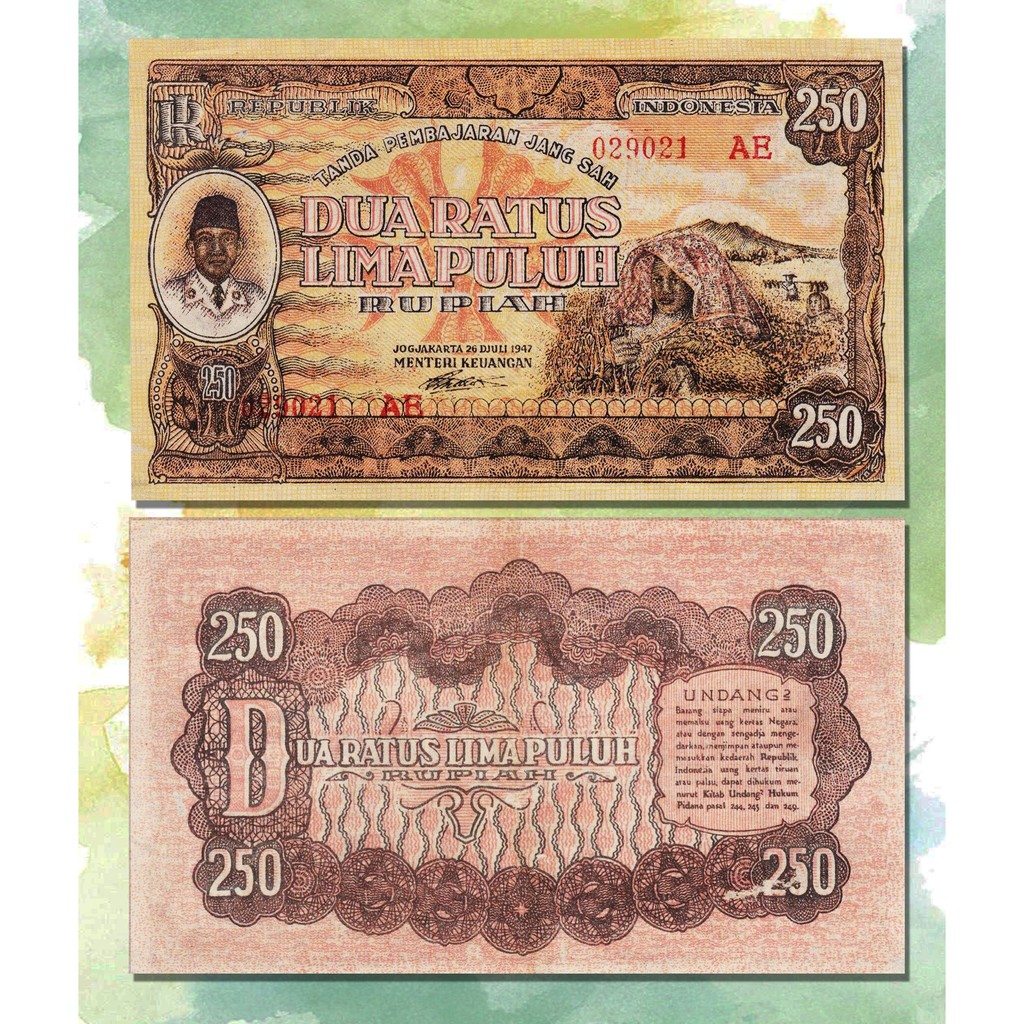 Uang Kuno Soekarno 250 Rupiah Tahun 1947 Souvenir Replika Repro