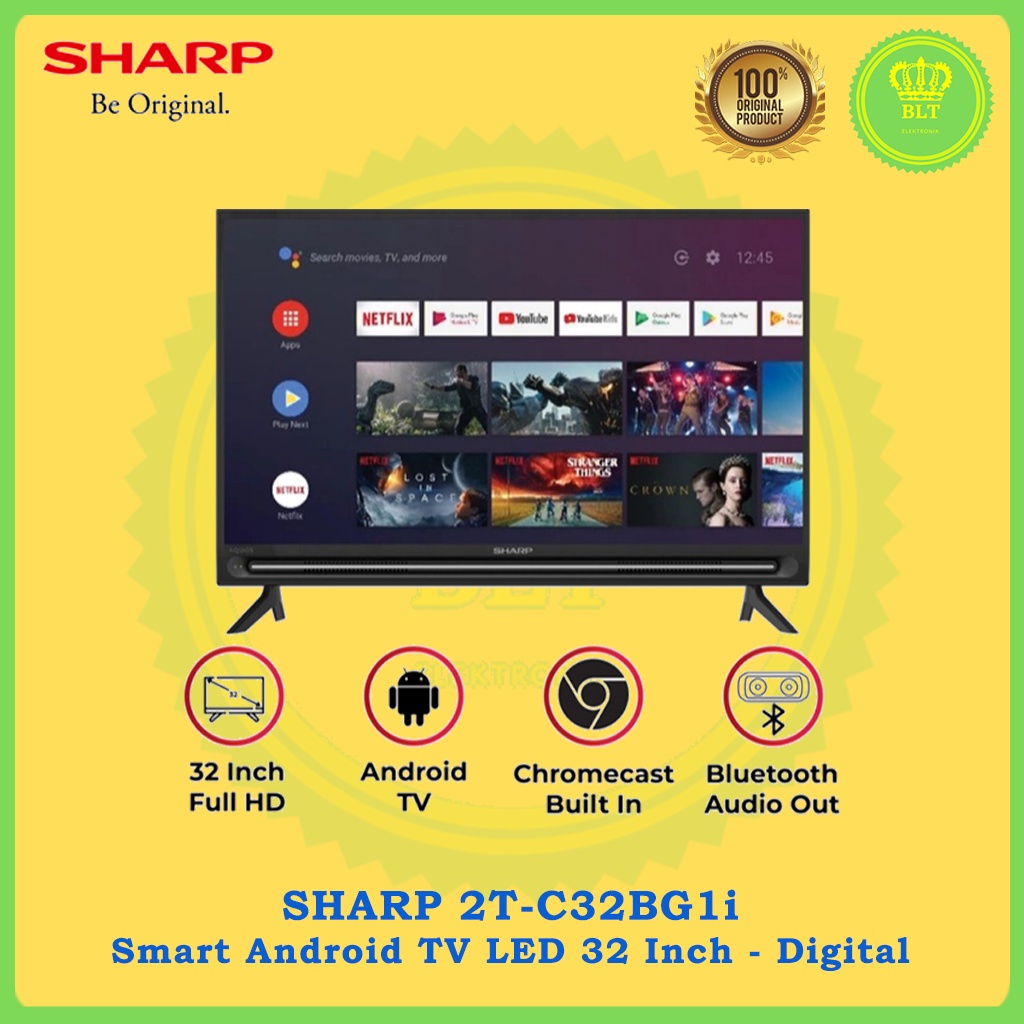 Jual SHARP C32BG1i Smart Android TV LED 32 Inch HD Ready Bluetooth WiFi Chromecast Built-in USB ...