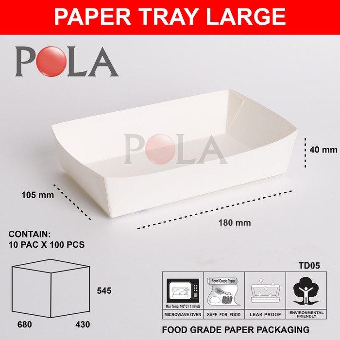 Jual POLA Paper Tray / Piring Kertas LARGE (TD05) - 100pcs | Shopee ...
