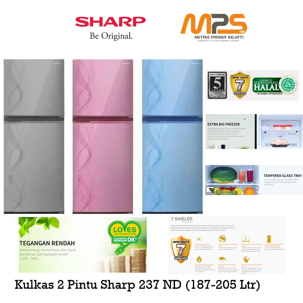 Jual Kulkas 2 Pintu Sharp SJ 237 ND Indonesia|Shopee Indonesia