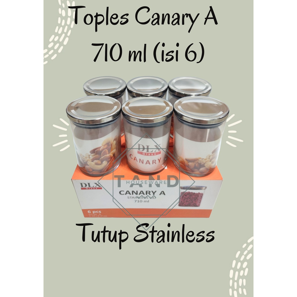Jual TOPLES KACA BULAT KEDAP UDARA CANARY A SET UKURAN 710ML (6 PCS) TUTUP STAINLESS | Shopee ...