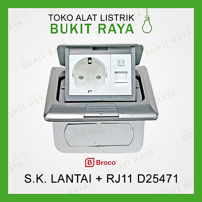 Jual D25471 Broco Stop Kontak Lantai + Telepon RJ11 Floor Socket Outlet ...