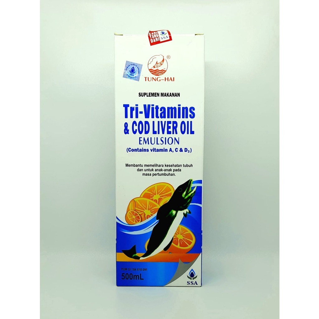 Jual MINYAK IKAN TUNG HAI SIRUP 500 ML - TRI VITAMINS - COD LIVER OIL ...