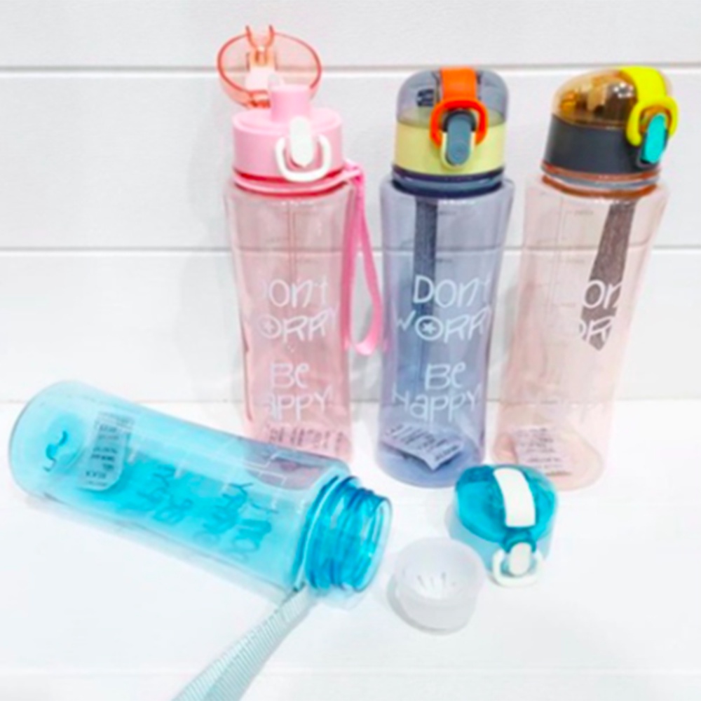 Jual BOTOL MINUM SEDOTAN DONT WORRY BE HAPPY UKURAN 600ML-BOTOL AIR ...