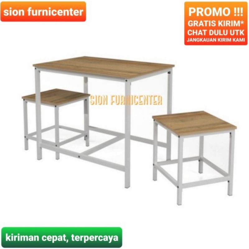 Jual set meja makan minimalis 2 kursi / meja kursi cafe ukuran 85 cm x ...