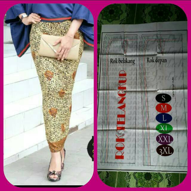 Jual Pola baju pola jahit ROK SPAN BELAHAN DEPAN/BELAKANG S - 3XL ...