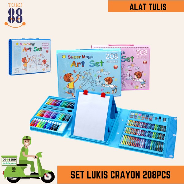 Jual Alat Lukis Set 208pcs Crayon Oil Pencil Warna Cat Air Anak ...
