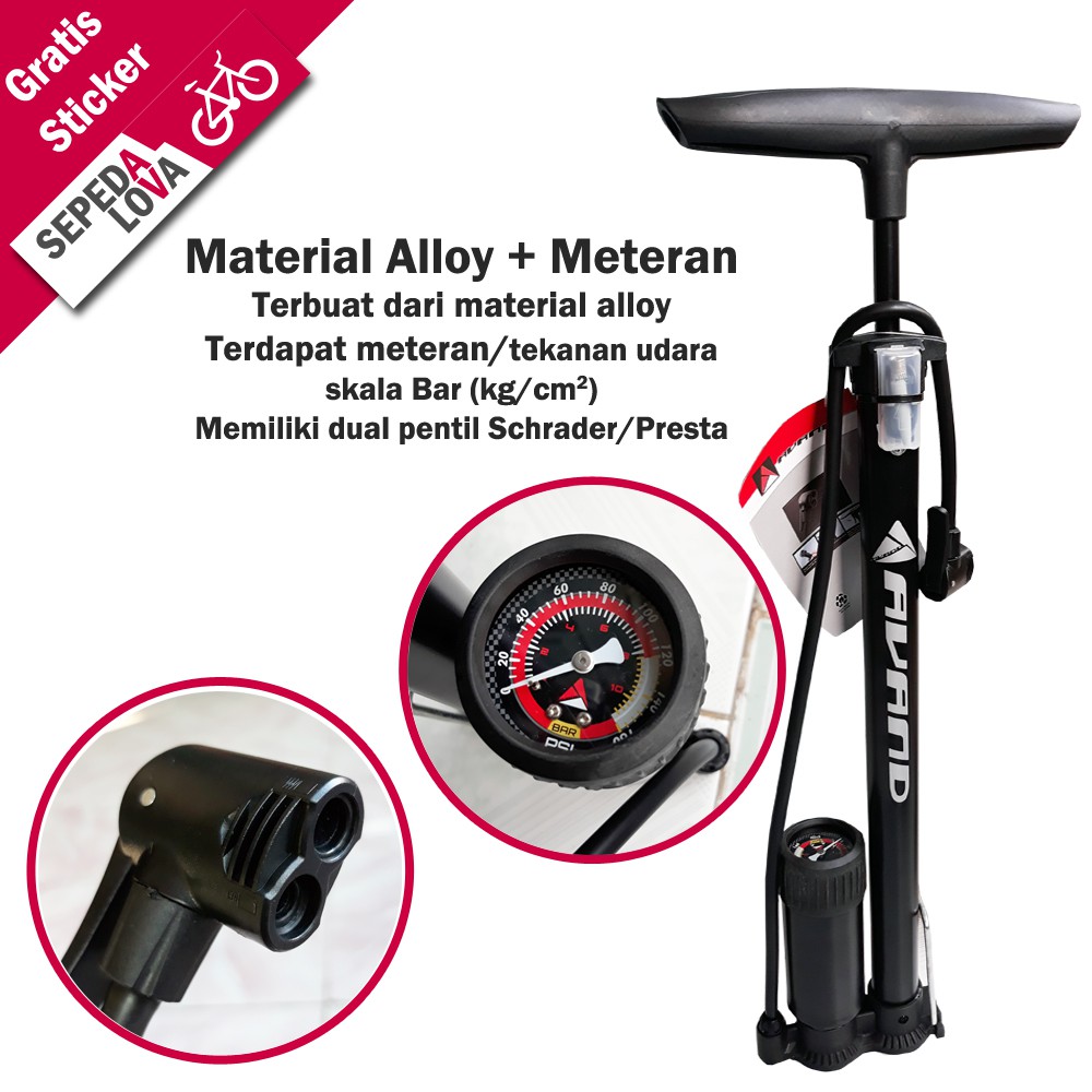 Jual Pompa Sepeda Alloy Dengan Meteran Dual Pentil Avand PMA 7038 ...