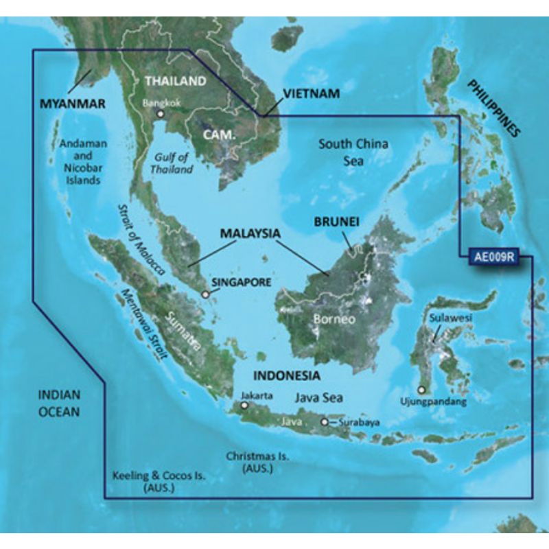 Jual Peta Laut Garmin, Map Bluechart G2-HAE009R-Indonesia/Malaysia ...