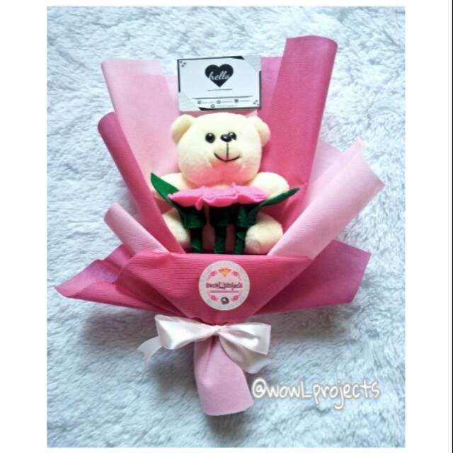 Jual Buket Boneka Mini + Bunga Flanel Murah / Buket Boneka Teddy Bear ...