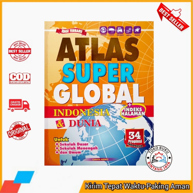 Jual Buku Atlas Indonesia + Dunia Edisi Terbaru - Atlas Super Global ...