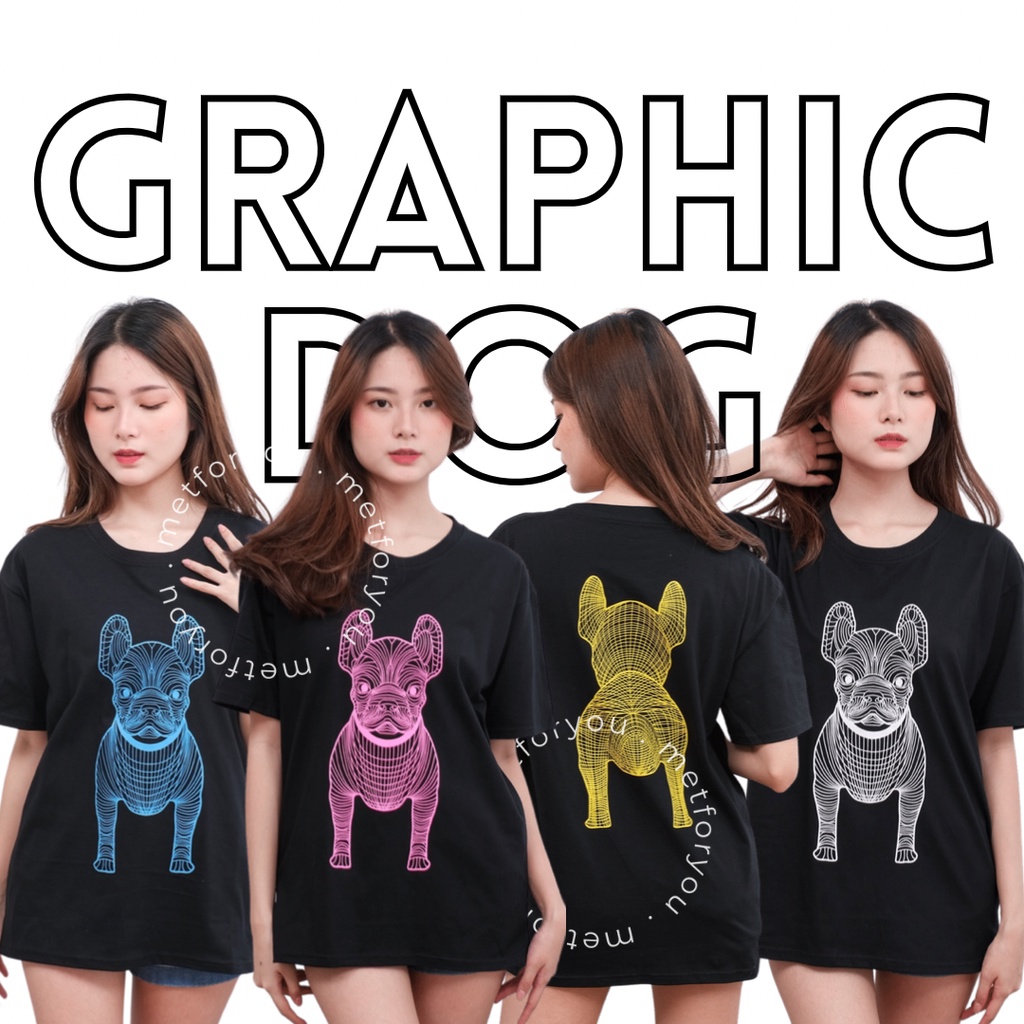 Jual METFORYOU Kaos Wanita Oversize - Graphic Dog |Big Radog Off Black ...
