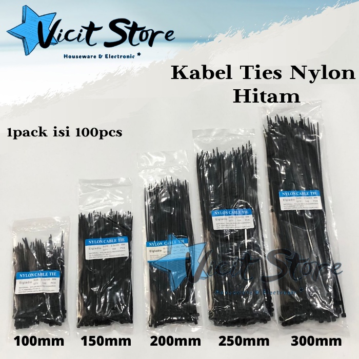 Jual Kabel Ties Hitam 10cm / 15cm / 20cm / 25cm / 30cm Harga 1pack isi ...