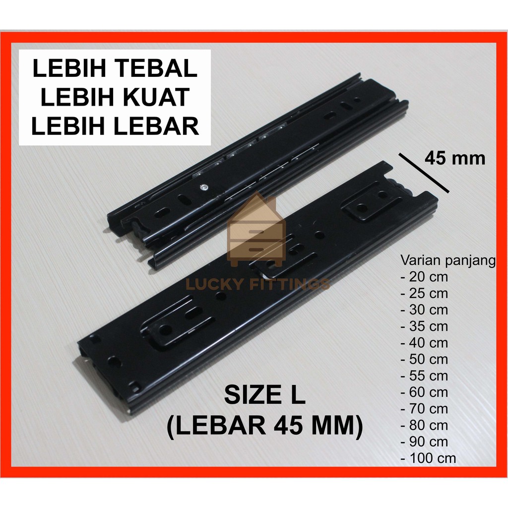 Jual Rel Laci 20 Cm Double Track Baleno / Full Extension Ball Bearing ...