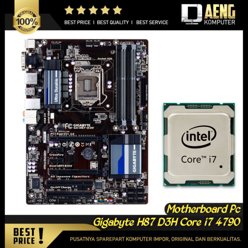 Jual Motherboard Mainboard Mobo PC Gaming Merk Gigabyte H87 D3H Socket Lga 1150 Paket Processor ...