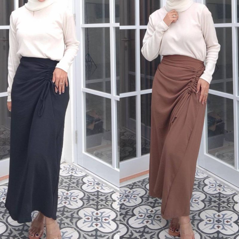 Jual Rok Serut l Rok Serut Airflow l Rok OOTD l Rok Panjang l Rok ...
