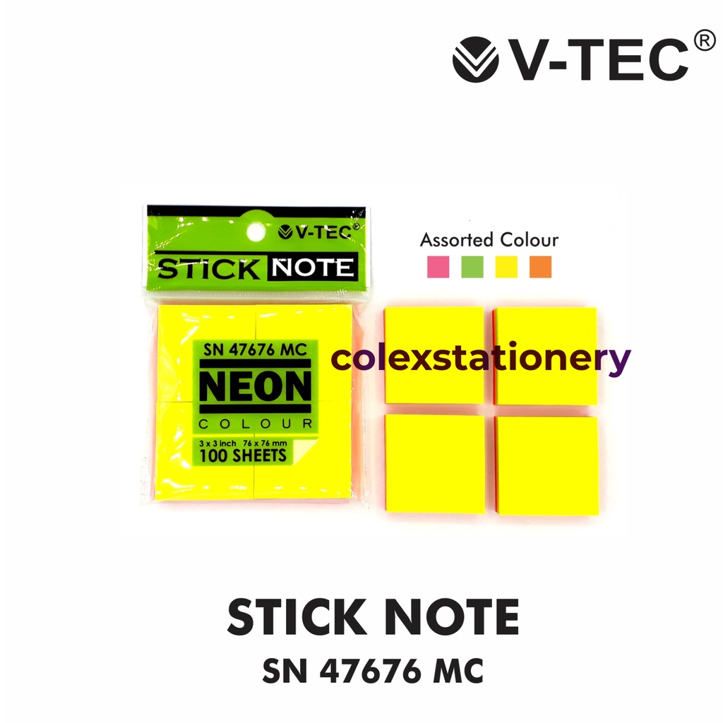 Jual Memo Mini / Sticky Note sn 47676 Neon Colour Vtec | Shopee Indonesia
