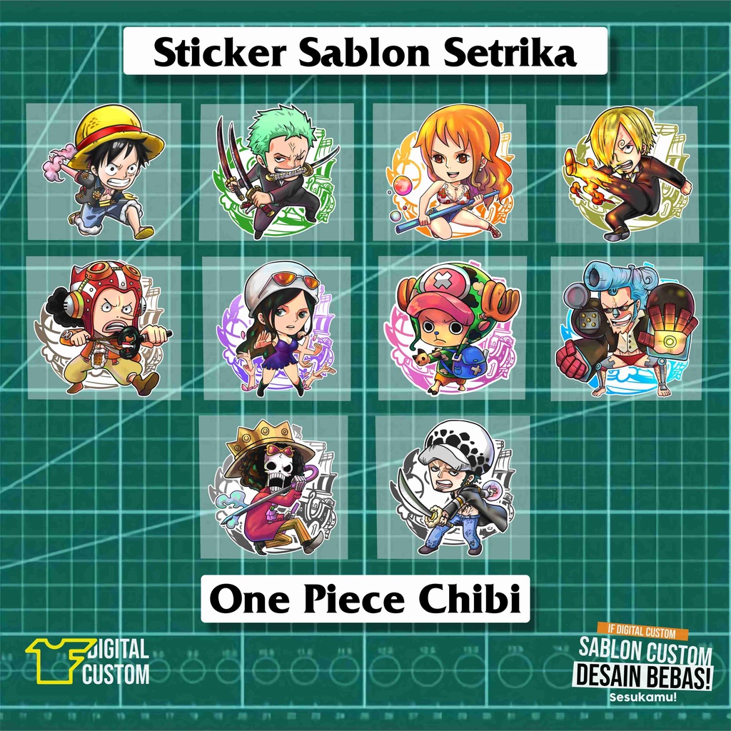 Jual Sticker Sablon Setrika DTF Anime One Piece Luffy Zoro Sanji Nami ...