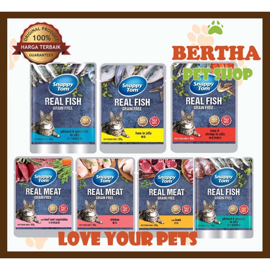 Jual SNAPPY TOM ALL VARIANT 85GR [ MAKANAN KUCING SACHET ] | Shopee ...