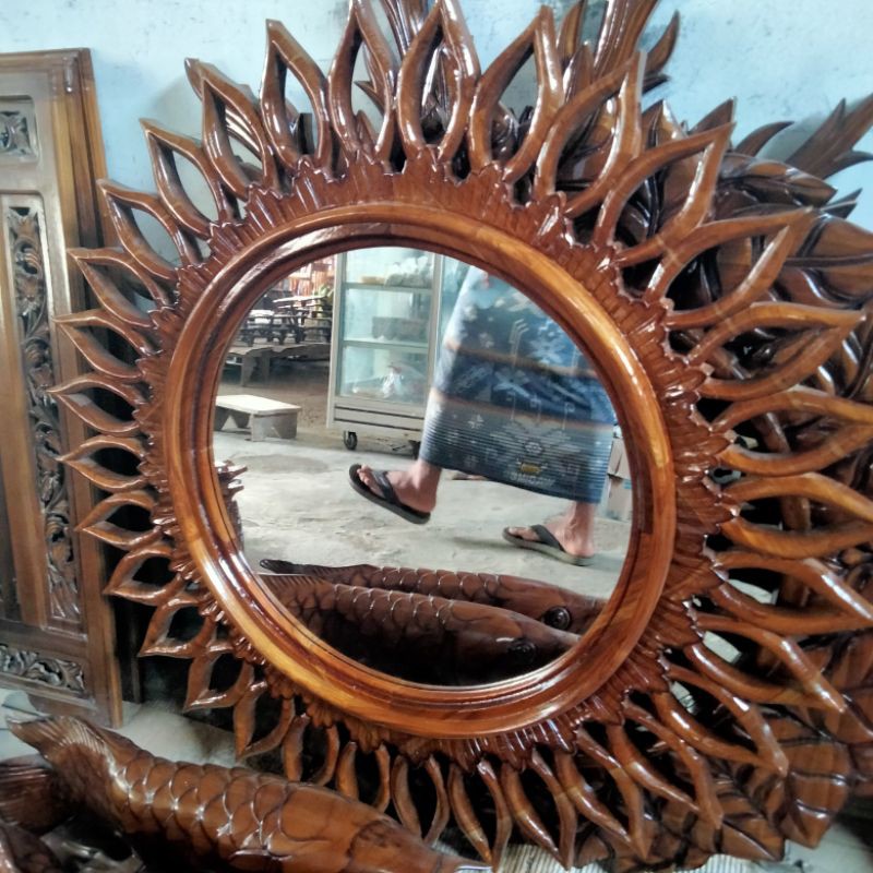 Jual CERMIN KAYU AESTHETIC CERMIN UNIK CERMIN CANTIK CERMIN ANTIK ...