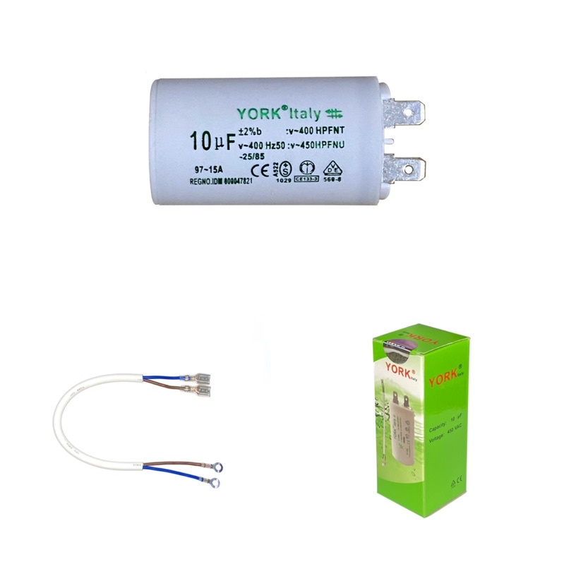 Jual YORK 10 uf - 450V Kapasitor Kabel - Colok 2 Pin 2 IN 1 (Capacitor ...