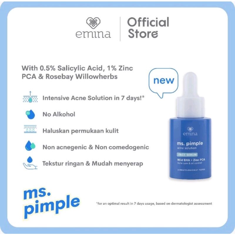 Jual EMINA MS.PIMPLE Acne solution Face serum 30ml | Shopee Indonesia