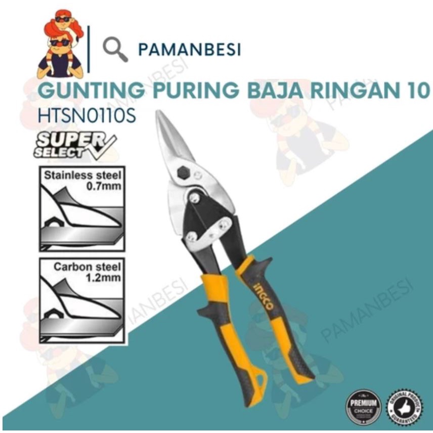 Jual GUNTING PURING GUNTING BAJA RINGAN INGCO HTSN0110S AVIATION SNIP ...