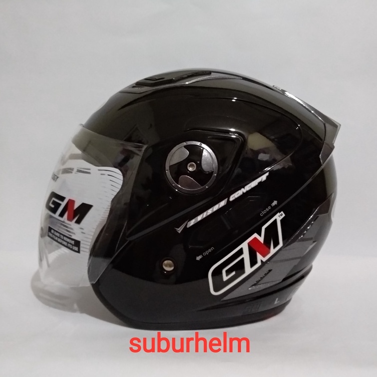 Jual HELM GM INTERCEPTOR SOLID BLACK DOFF DAN GLOSSY HALF FACE ORI ...