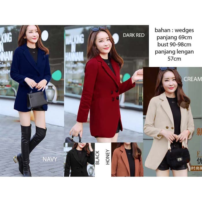 Jual Blazer Wanita Casual Lengan Panjang Model Slim Warna Polos untuk ...