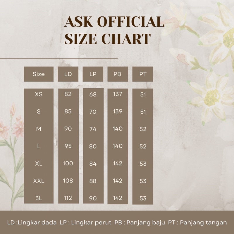 Jual SIZE CHART SEMUA DRESS Indonesia|Shopee Indonesia