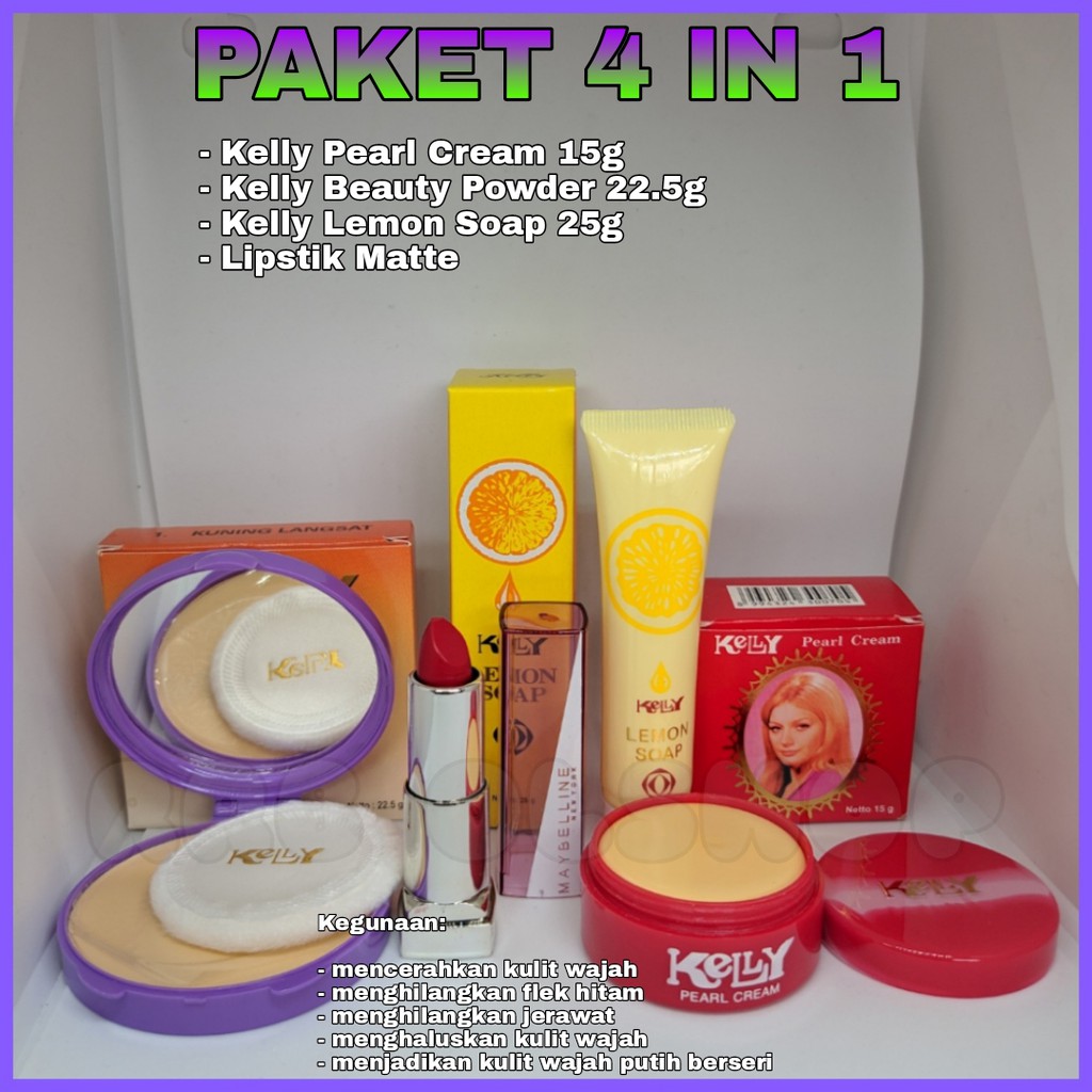 Jual Paket 3 IN 1 Kelly Kosmetik Plus Lipstik - Kelly Cream 15gr ...