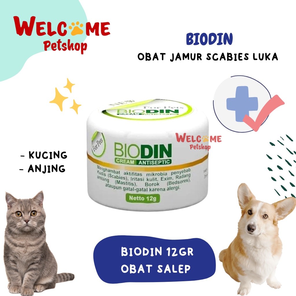 Jual Biodin Cream 12gr Obat Salep Anjing Kucing Jamur Gatal Scabies ...