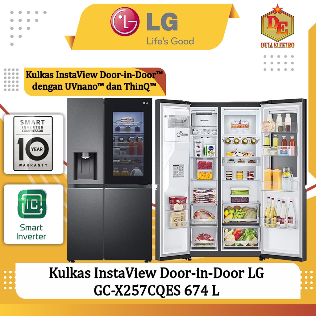 Jual Kulkas Side By Side InstaView Door-in-Door LG GC-X257CQES 674 L | Shopee Indonesia