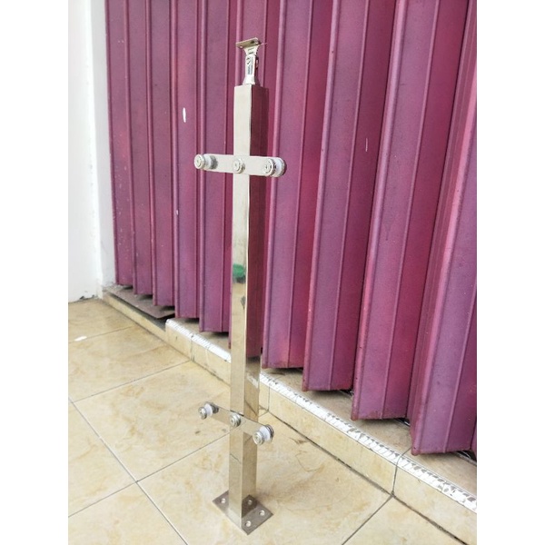 Jual tiang railing tangga stainless kilap/tiang railing tangga ...