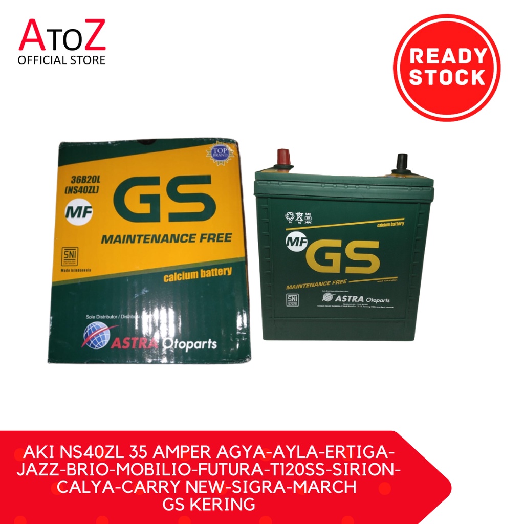 Jual AKI NS40ZL 35 AMPER AGYA-AYLA-ERTIGA-JAZZ-BRIO-MOBILIO-FUTURA-T120SS-SIRION-CALYA-CARRY NEW ...