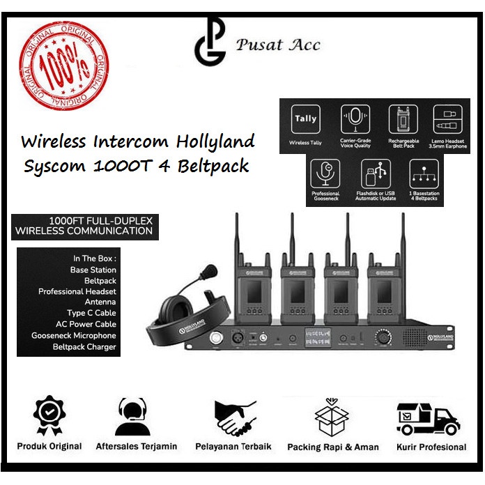Jual Hollyland Syscom Wireless Intercom 1000T 4 Beltpack - Original New Indonesia|Shopee Indonesia