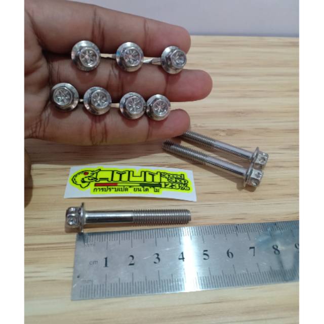 Jual Baut probolt silver chrome 6x45 drat 10 panjang 4,5cm | Shopee ...