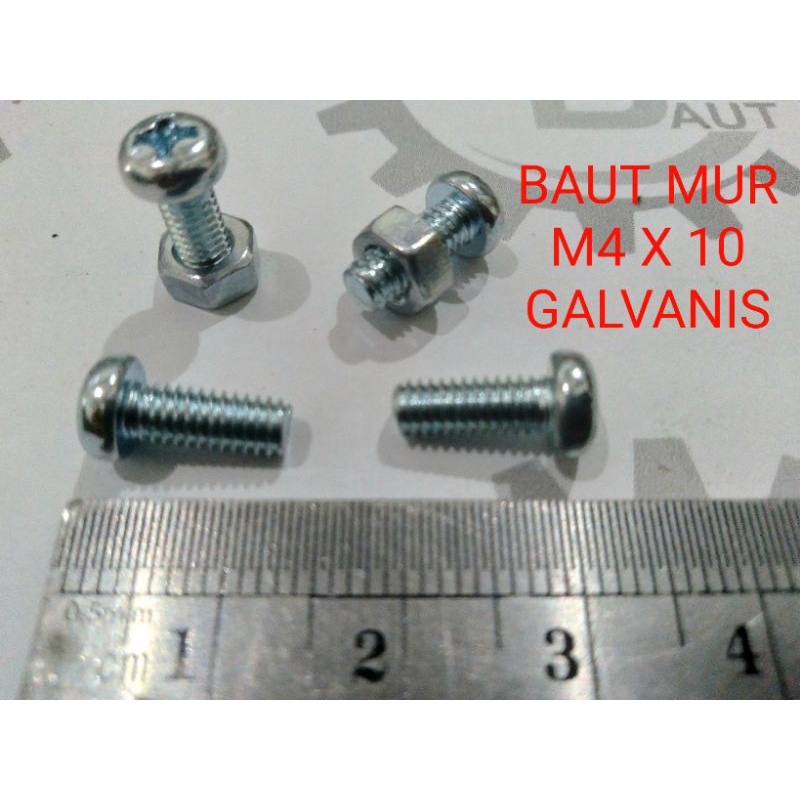 Jual BAUT MUR M4 X 10 GALVANIS | Shopee Indonesia