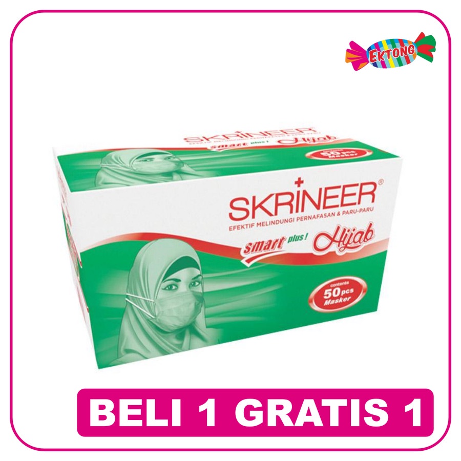 Jual SKRINEER MASKER HIJAB GREEN 3PLY ( isi 50 ) | Shopee Indonesia