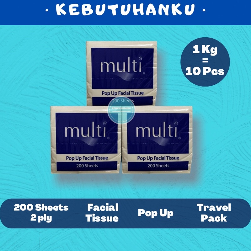 Jual MULTI Tisu Tissue Kecil Wajah 200 Lembar SheetT Pop Up Facial ...