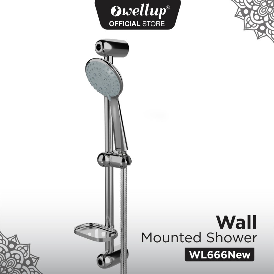 Jual Wellup Wall Mounted Hand Shower Mandi Tiang Dinding Tembok Stainless Set Bulat WL666NEW ...