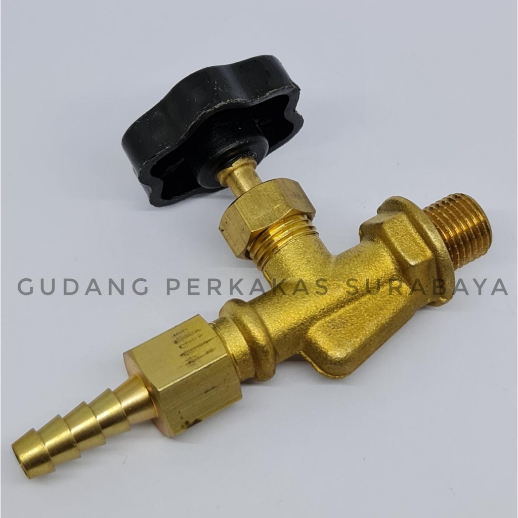 Jual STOP KRAN 1/4 GATE VALVE WITH HOSE BARB KRAN KOMPRESOR DRAT 1/4 x ...