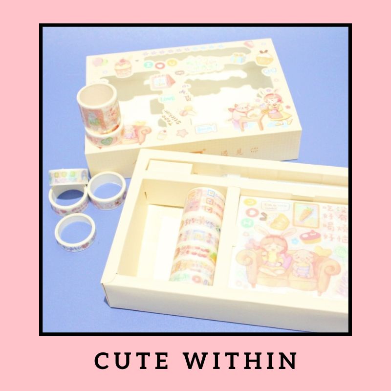 Jual Paket sticker label selotip + Free Pisau Potong YDSZKD - PINK ...