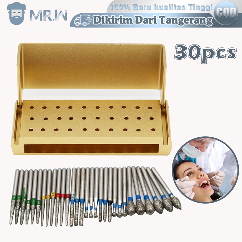 Jual Dental Diamond Bur 30pcs High Speed Mata Bur Gigi Dental Bur Set Dan Bur Holder | Shopee ...